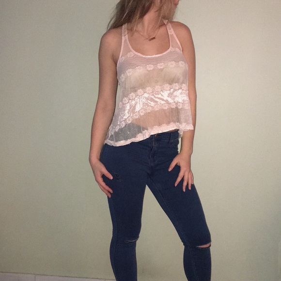 CRYSTAL | Tops | See Through Lace Top | Poshmark